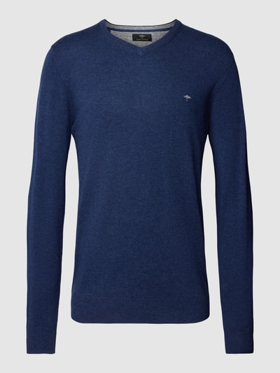 Fynch-Hatton Strickpullover mit Logo-Stitching (marine melange) online ...
