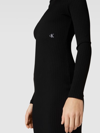 Calvin Klein Jeans Midi-jurk met ribstructuur, model 'SHINY' in zwart online kopen | P&C