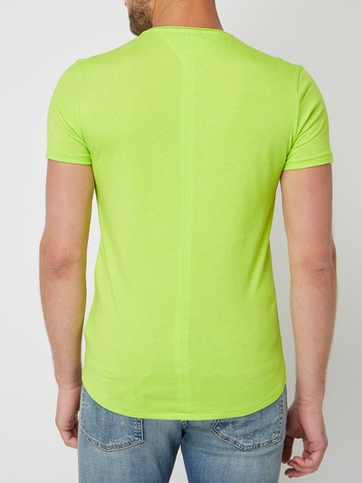 Tommy Jeans Slim Fit T Shirt mit Logo Stickerei neon gelb melange online kaufen