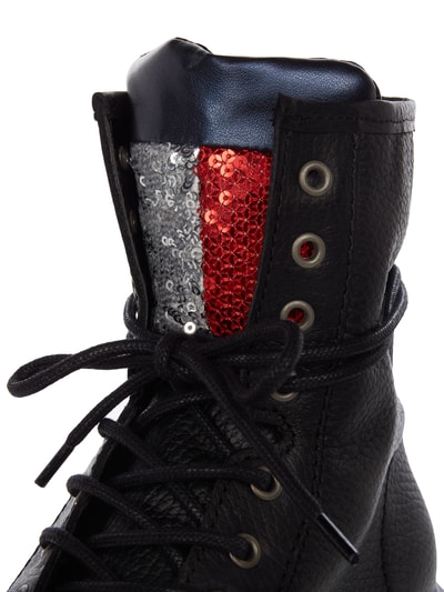 Tommy hilfiger black big flag sparkle boots store
