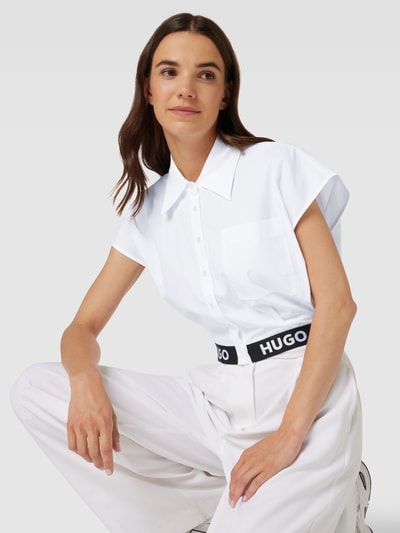 HUGO Cropped Blusentop mit Label-Print Modell 'EKALIN' (weiss) online ...