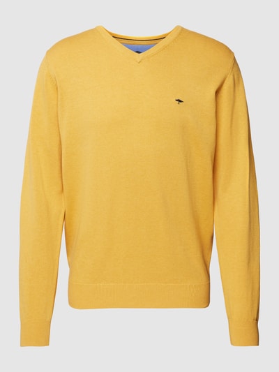 Fynch-Hatton Strickpullover mit Label-Stitching (gelb) online kaufen