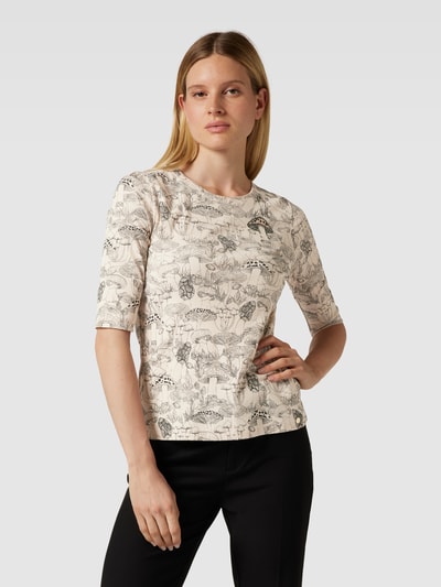 Kup online Marc Cain T-shirt z wzorem na całej powierzchni (złamany biały)