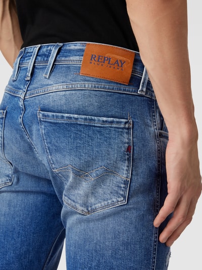 Replay Slim Fit Jeans im Destroyed-Look Modell 'ANBASS' (blau) online kaufen