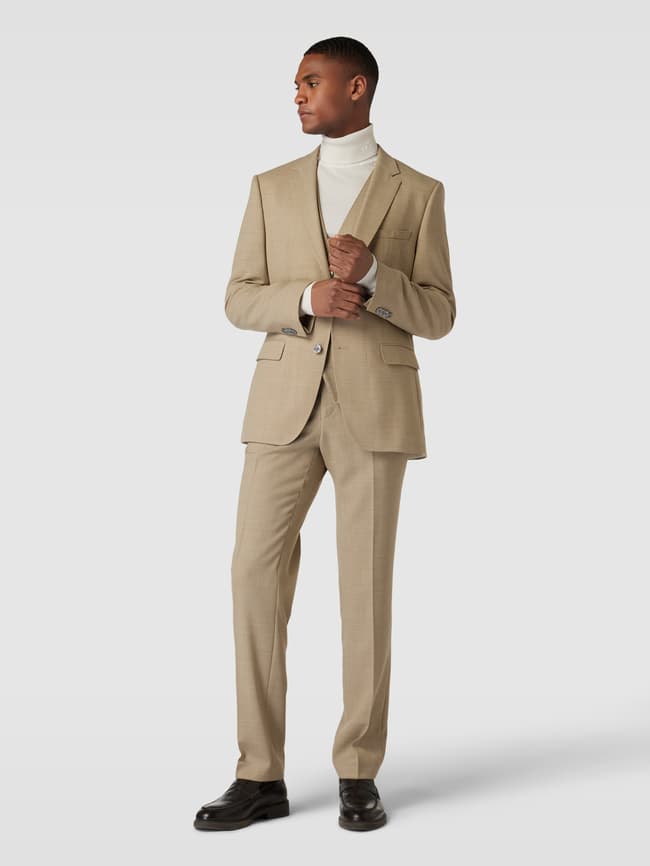 BOSS Pantalon met persplooien, model 'Leon' in beige online kopen | P&C