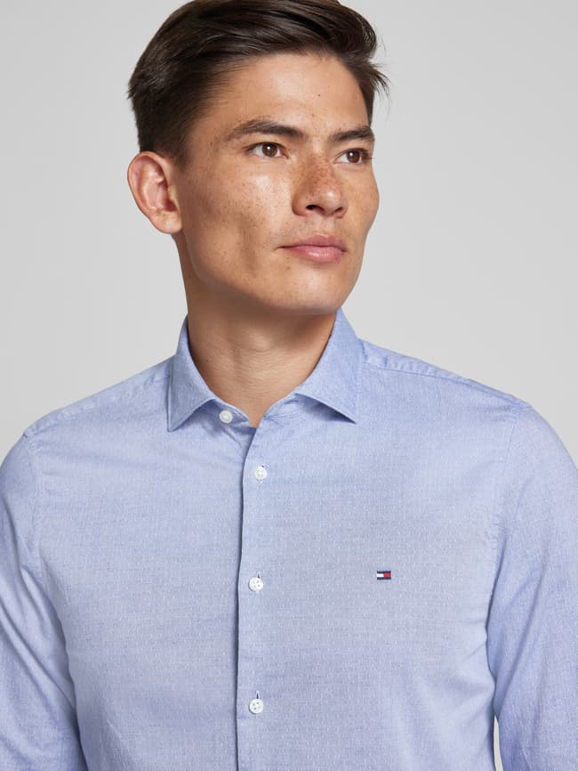 Tommy Hilfiger Tailored Slim Fit Business Hemd mit Knopfleiste marine online kaufen
