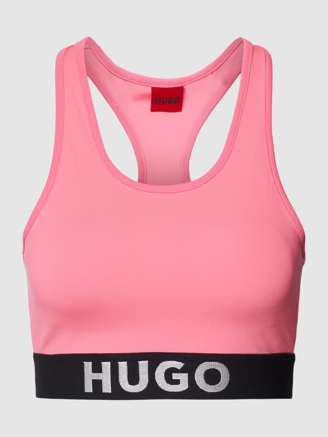 HUGO Crop Top mit Label-Detail Modell 'Darinella' (neon pink) online kaufen