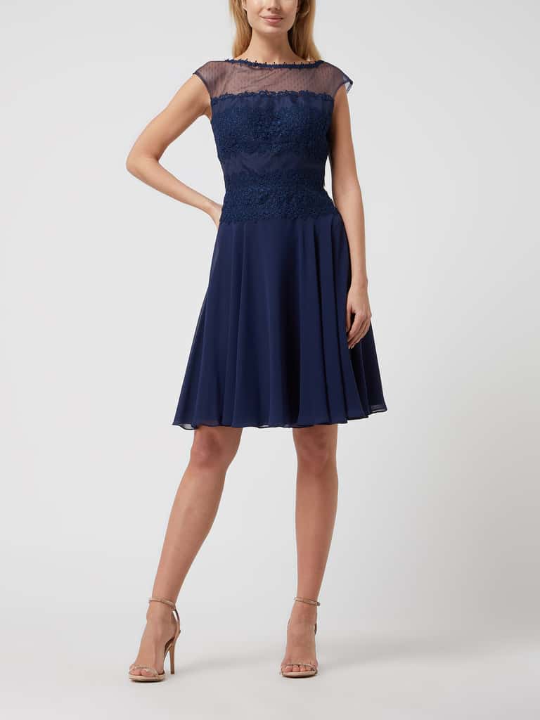 Luxuar Cocktailkleid mit floralen Stickereien (dunkelblau) online kaufen