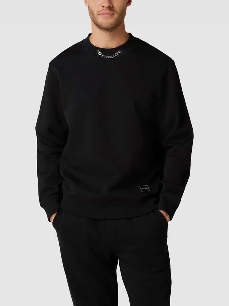 HUGO Sweatshirt met labelpatch, model 'Derentil' in zwart online kopen ...