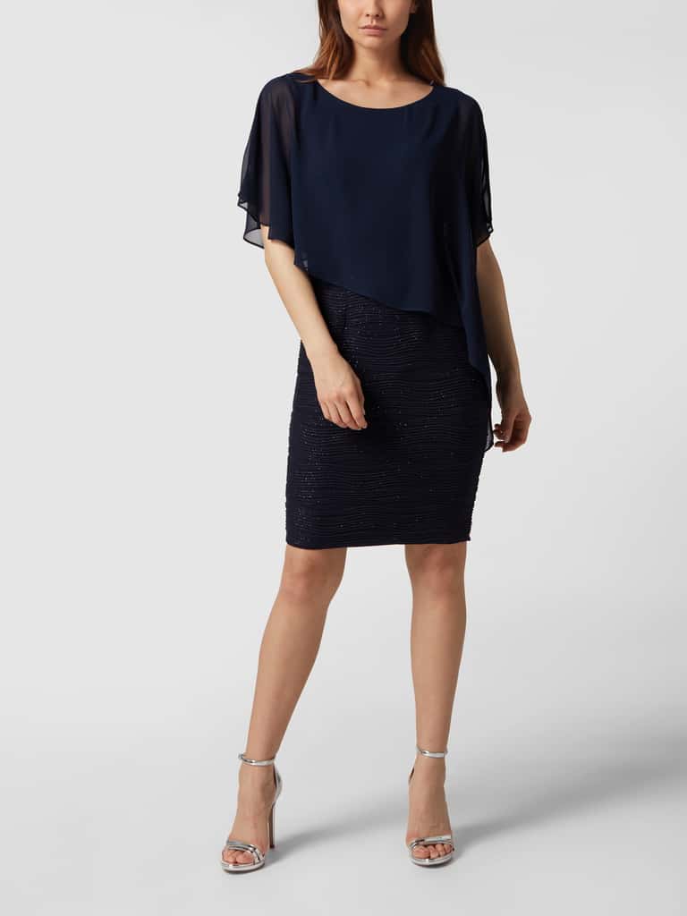 Swing Cocktailjurk Met Glittereffect En Chiffon In Marineblauw Online Kopen Pandc