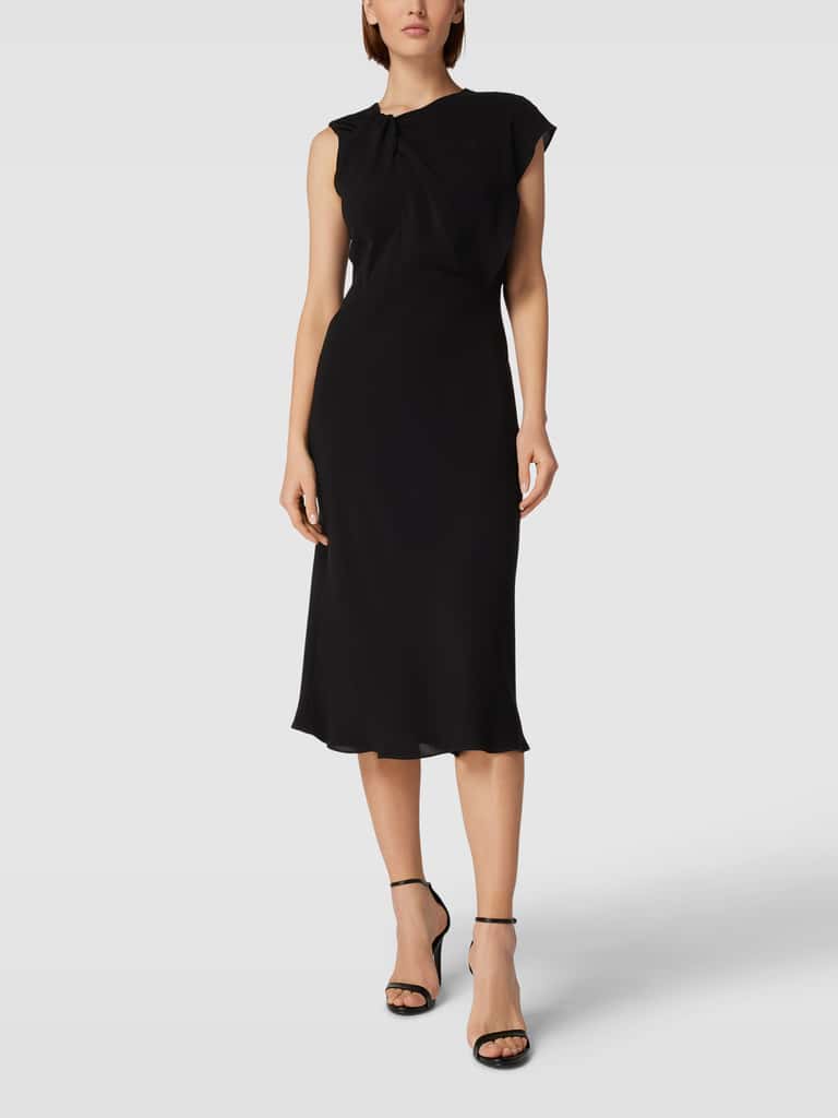 Max Mara Studio Midi-jurk met knoopdetail, model 'OSCURO' in zwart online kopen | P&C