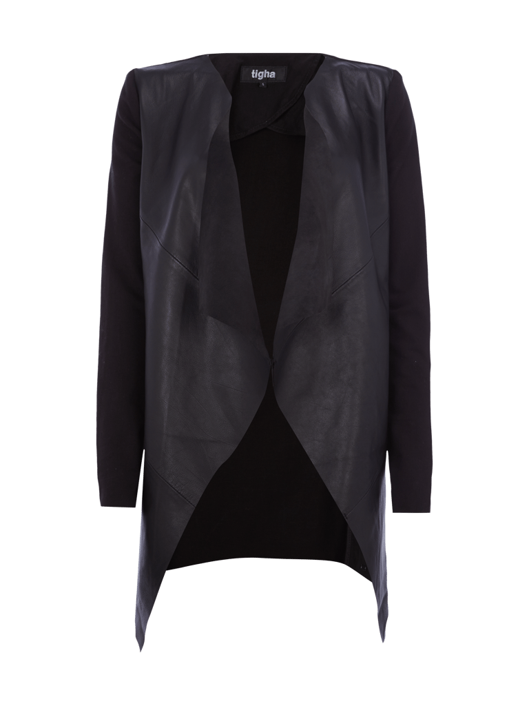 Tigha Sweatjacke mit Kontrastvorderteil aus Schafsleder (black) online ...