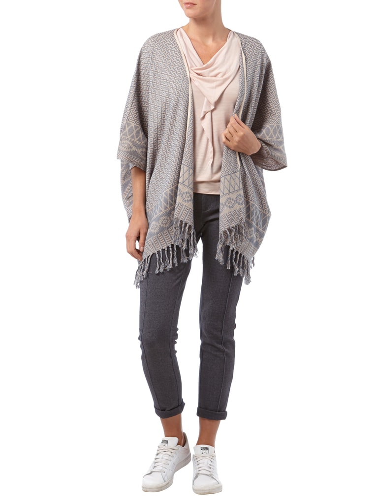 Becksöndergaard Poncho mit Ethnomuster und Fransen (rose) online kaufen