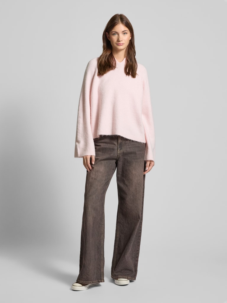 Gina Tricot Strickpullover mit Kapuze und Alpaka-Anteil (rosa) online ...