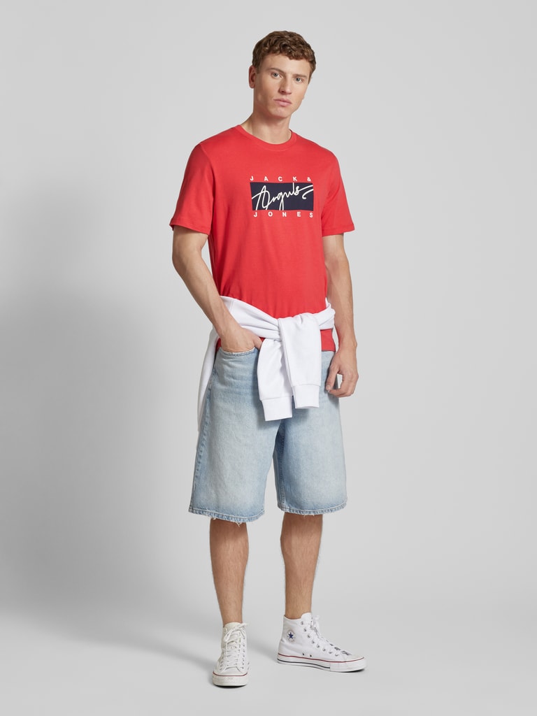 Jack & Jones T-shirt met labelprint, model 'JOSHUA' in rood online ...