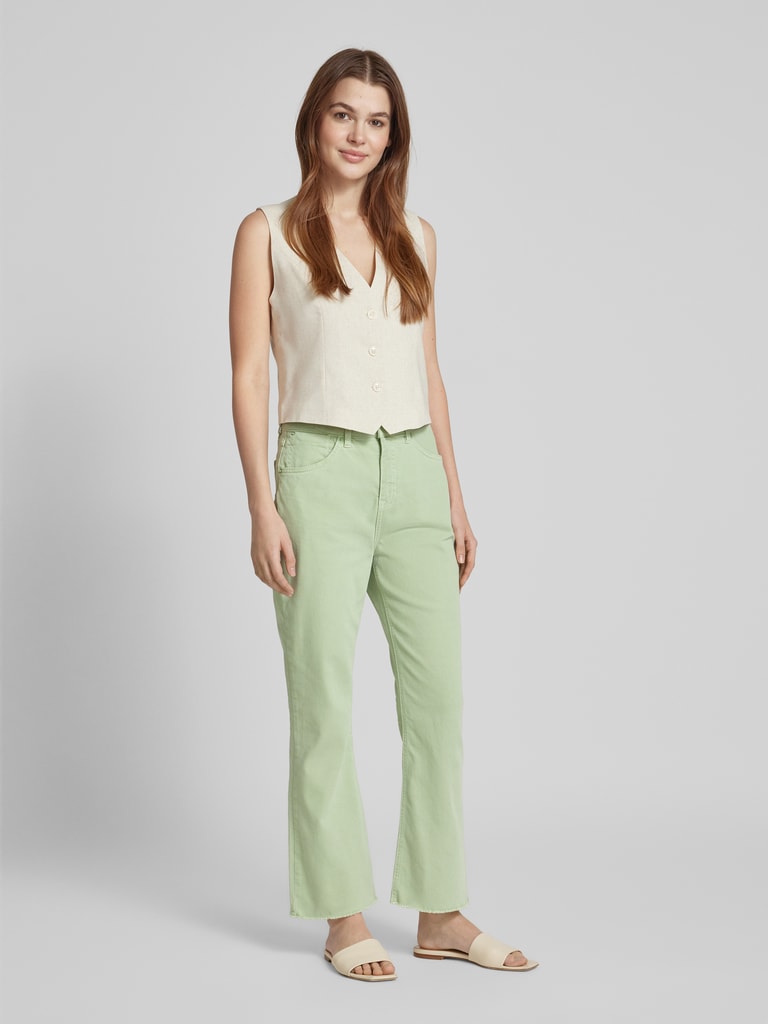 OPUS Tapered fit jeans met open zoom, model 'Eboni' in lichtgroen ...