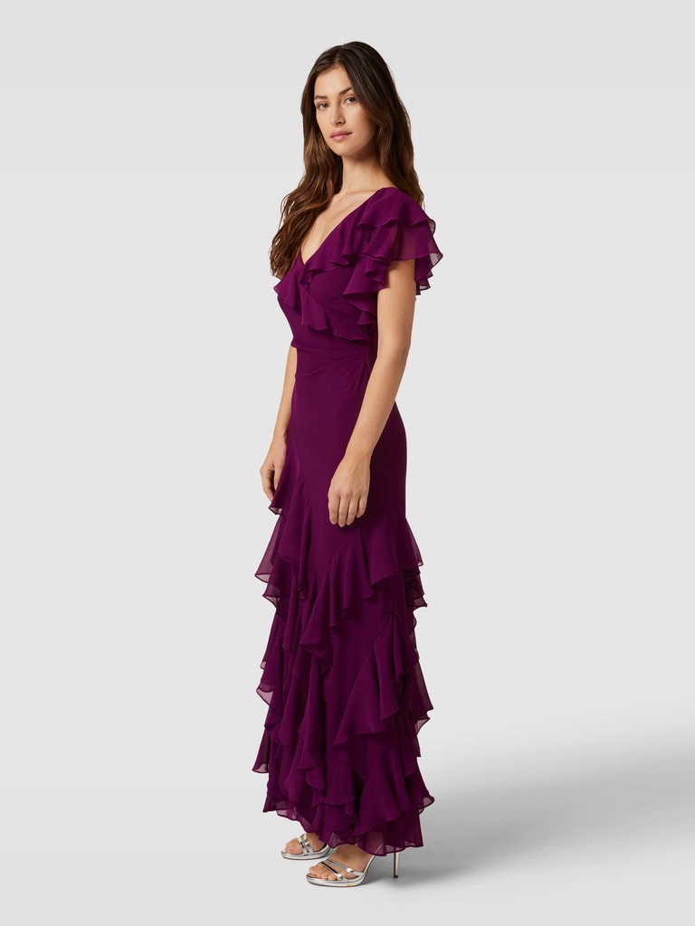 Lauren Ralph Lauren Abendkleid mit Volants Modell 'BRAHIMA' (bordeaux ...