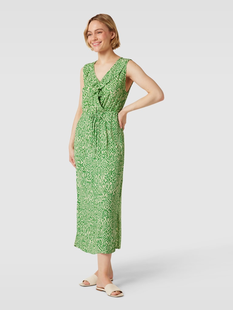 ICHI Midi-jurk van pure viscose, model 'Marrakech' in groen online ...