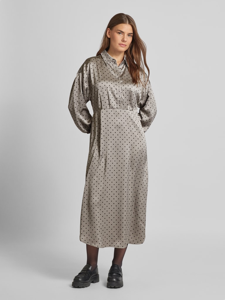 Kup online Kaffe Sukienka midi z listwą guzikową model ‘donna’ (srebrny)