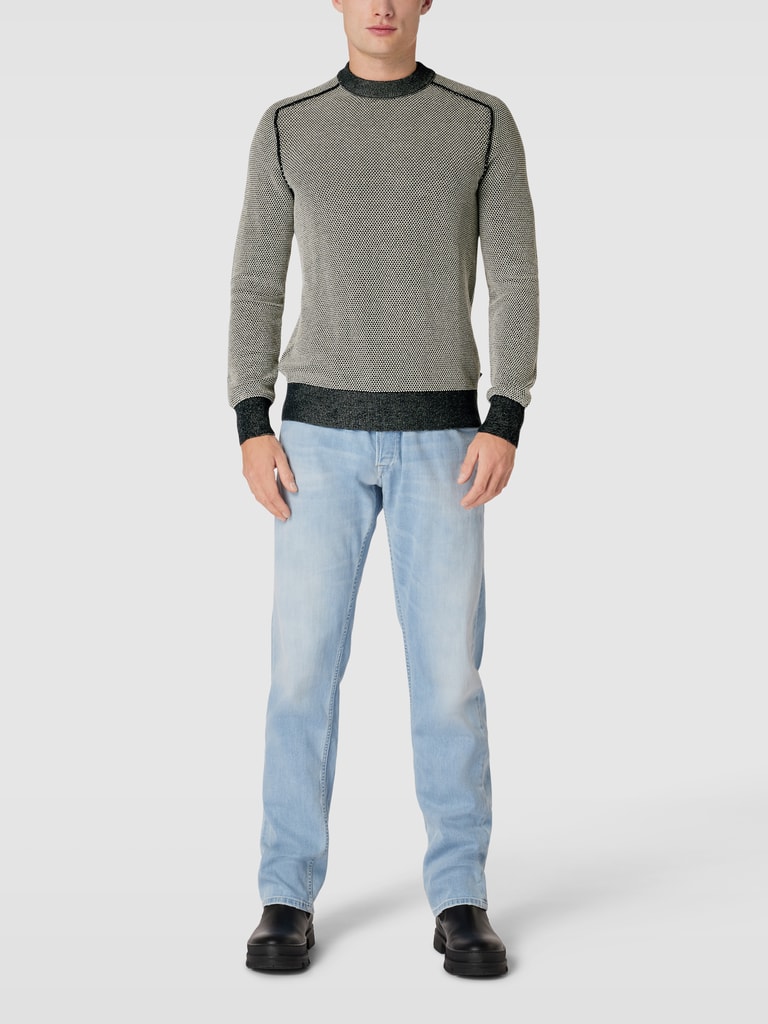 Kup online BOSS Orange Sweter z dzianiny z fakturowanym wzorem model ‘AKOPAK’ (granatowy)