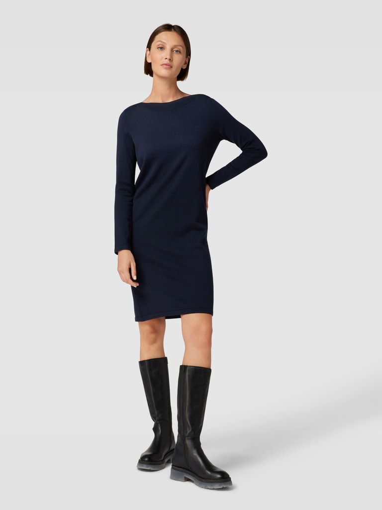 Esprit Knielange jurk met boothals in marineblauw online kopen | P&C