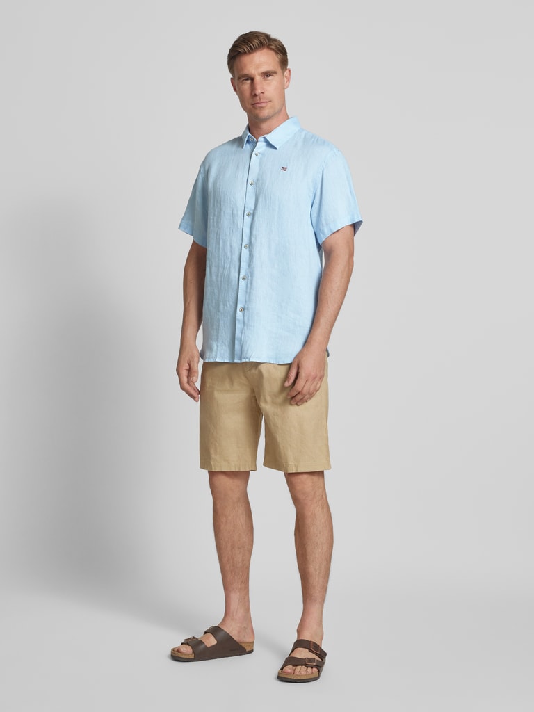 Napapijri Regular Fit Freizeithemd aus reinem Leinen (bleu) online kaufen