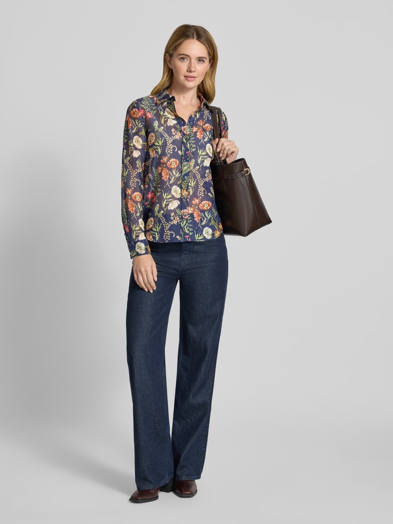 Gant Regular Fit Hemdbluse mit Seiden-Anteil Modell 'Floral' (marine ...