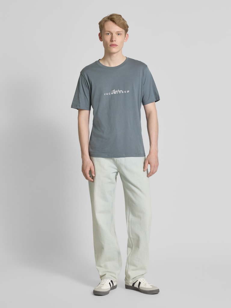 Jack & Jones T-shirt met labelprint, model 'VARENNA' in flessengroen online kopen | P&C