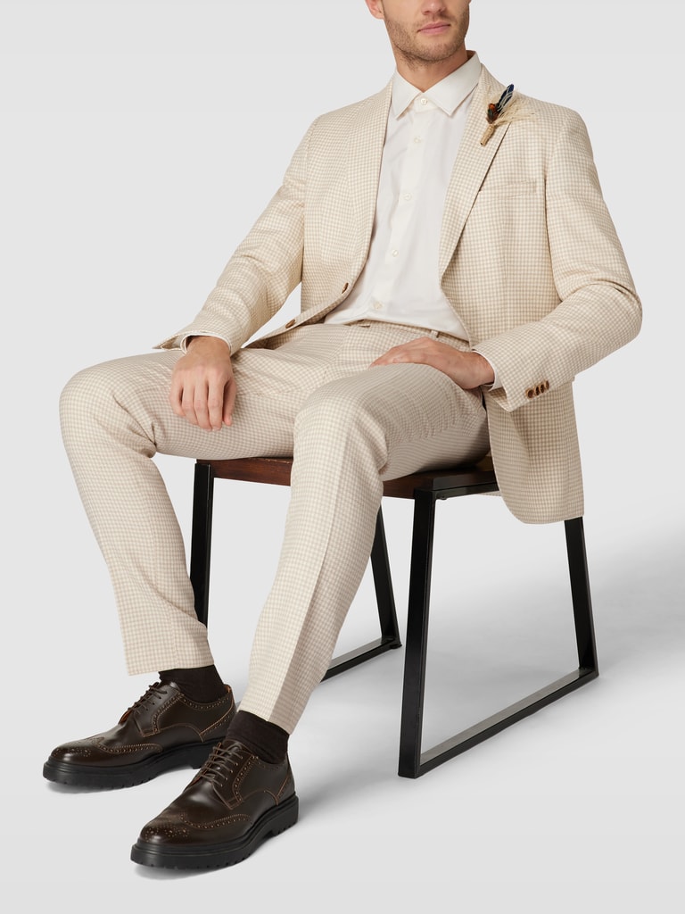 CG - Club of Gents Slim Fit Chino mit Hahnentrittmuster Modell 'Paco' (sand) online kaufen