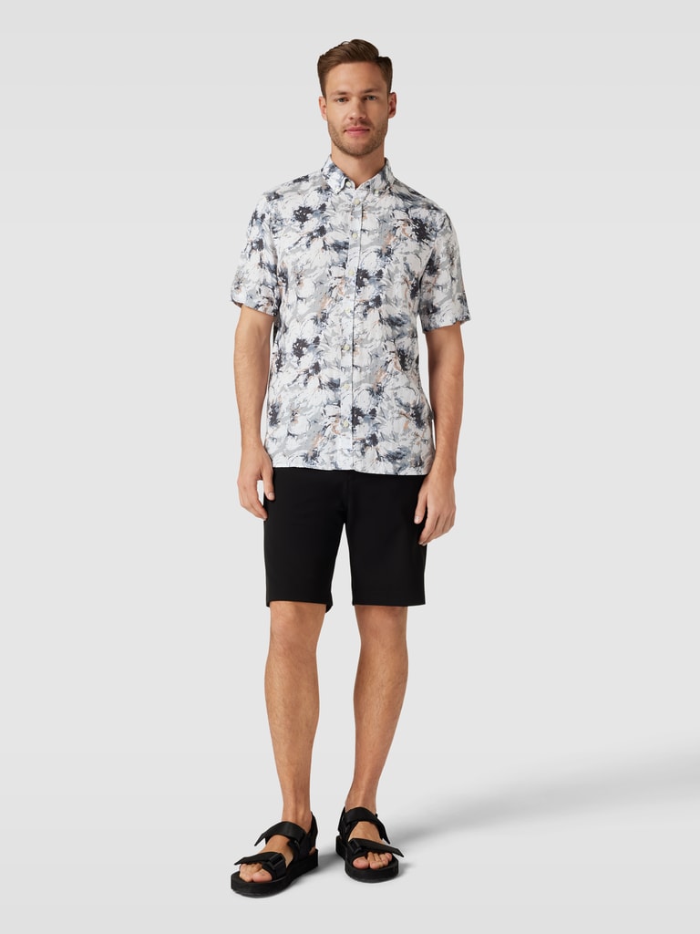 Casual Friday Freizeithemd aus reinem Leinen mit Allover-Muster Modell ...