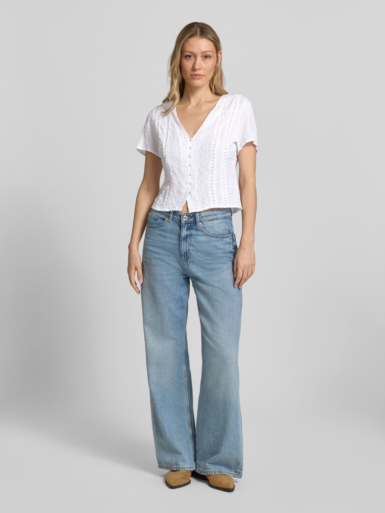 Jake*s Casual slim fit blouse met V-hals in wit online kopen | P&C