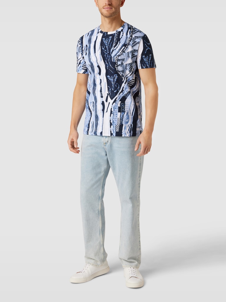 CARLO COLUCCI T-shirt met all-over motief, model 'Polo' in blauw online ...