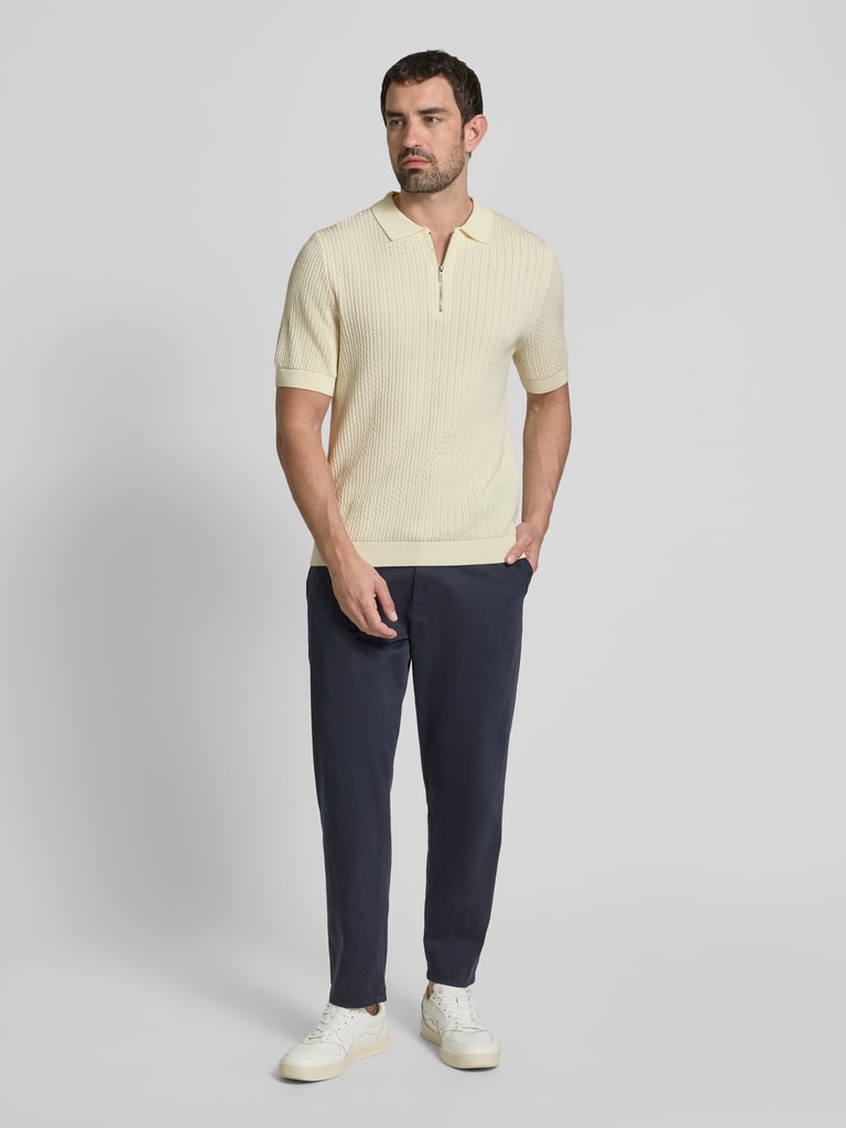 JAKE*S STUDIO MEN Regular Fit Poloshirt mit Zopfmuster (offwhite ...