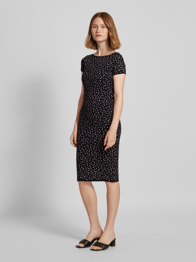 Max Mara Studio Knielange jurk met boothals, model 'OLIO' in zwart online kopen | P&C