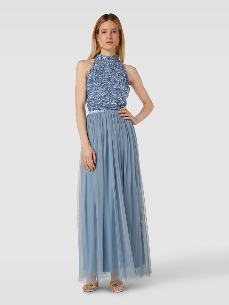 LACE & BEADS Top mit Allover-Paillettenbesatz (rauchblau) online kaufen