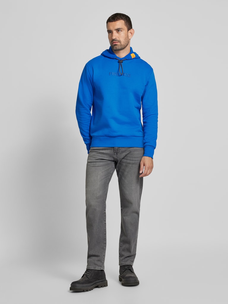 FIRE + ICE Hoodie met labelstitching, model 'DELVIN' in metallic blauw ...