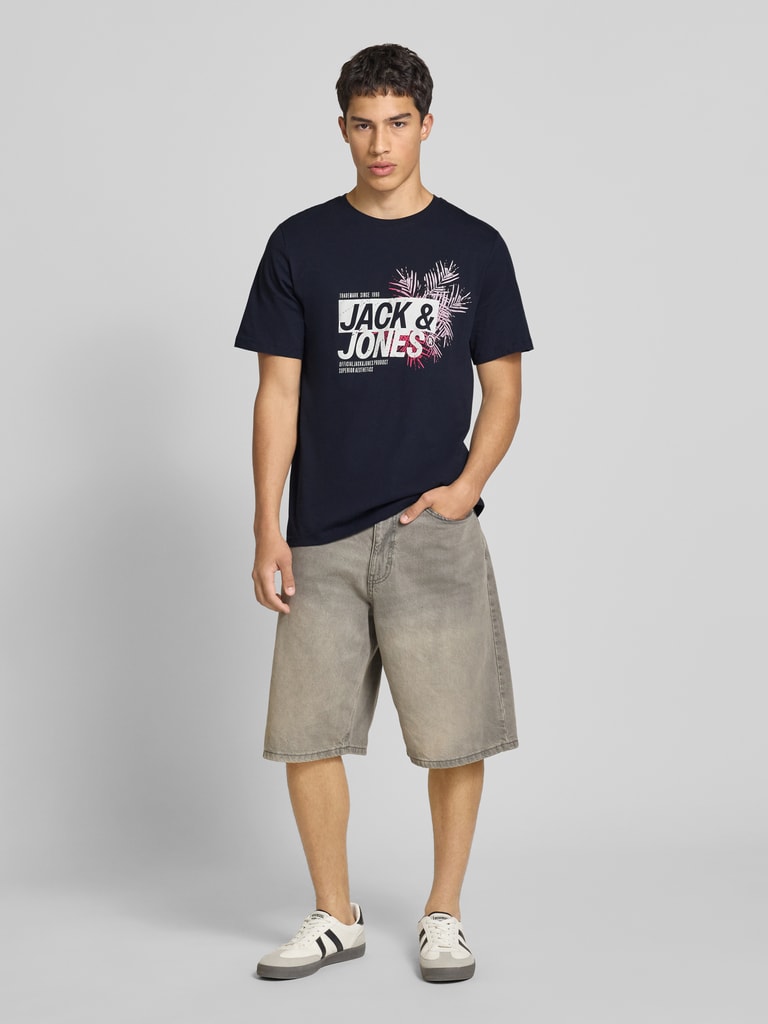 Jack & Jones T-Shirt mit Label-Print Modell 'JAXON' (marine) online kaufen