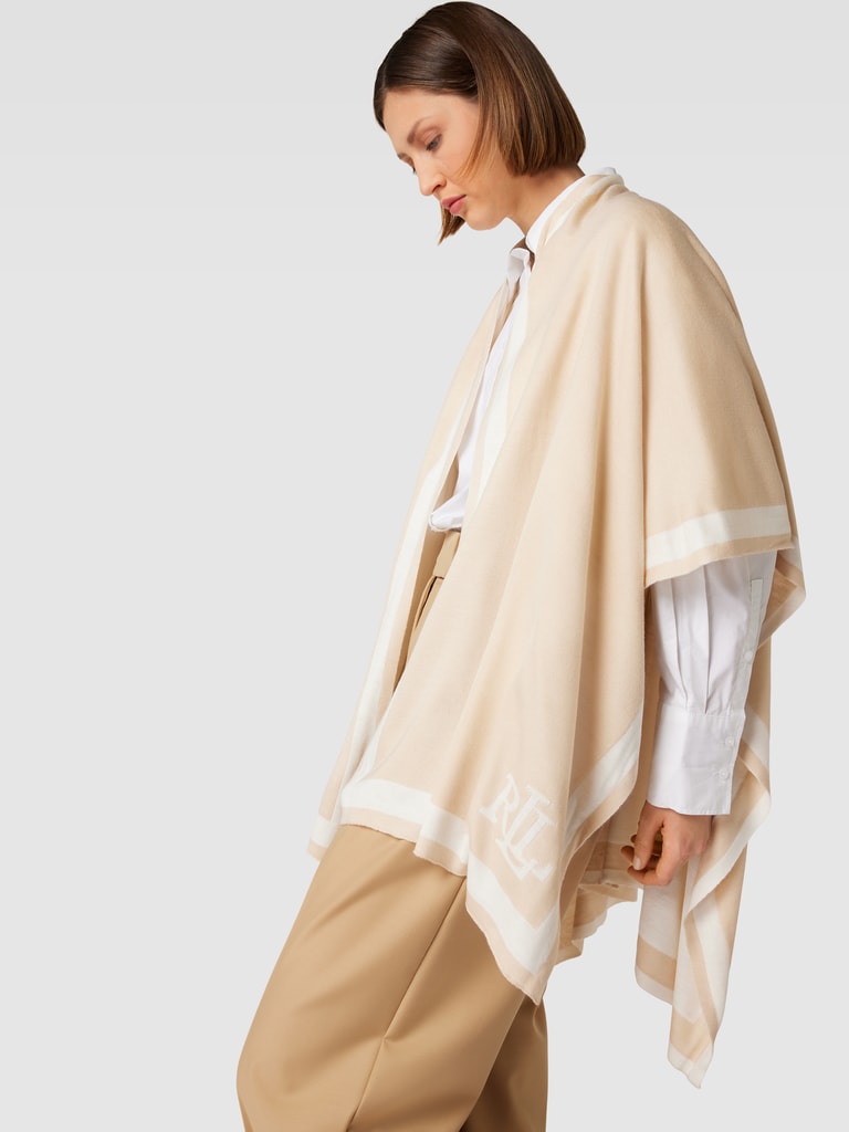 Lauren Ralph Lauren Sjaal met labeldetail, model 'RUANA' in beige ...