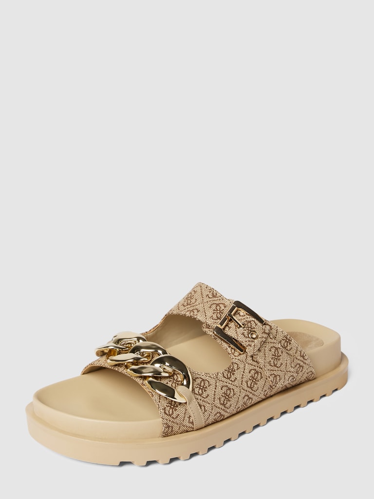 Guess Slippers met sierketting, model 'FATEMA' in lichtbruin online ...