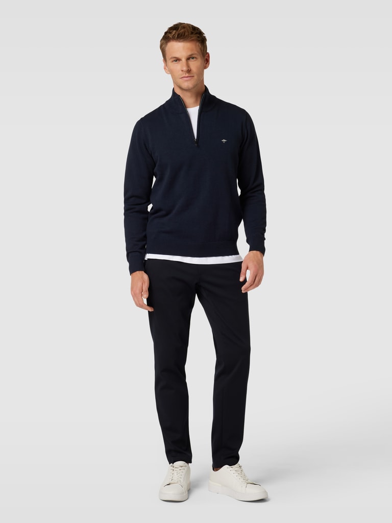 Fynch-Hatton Troyer mit Label-Stitching (marine) online kaufen