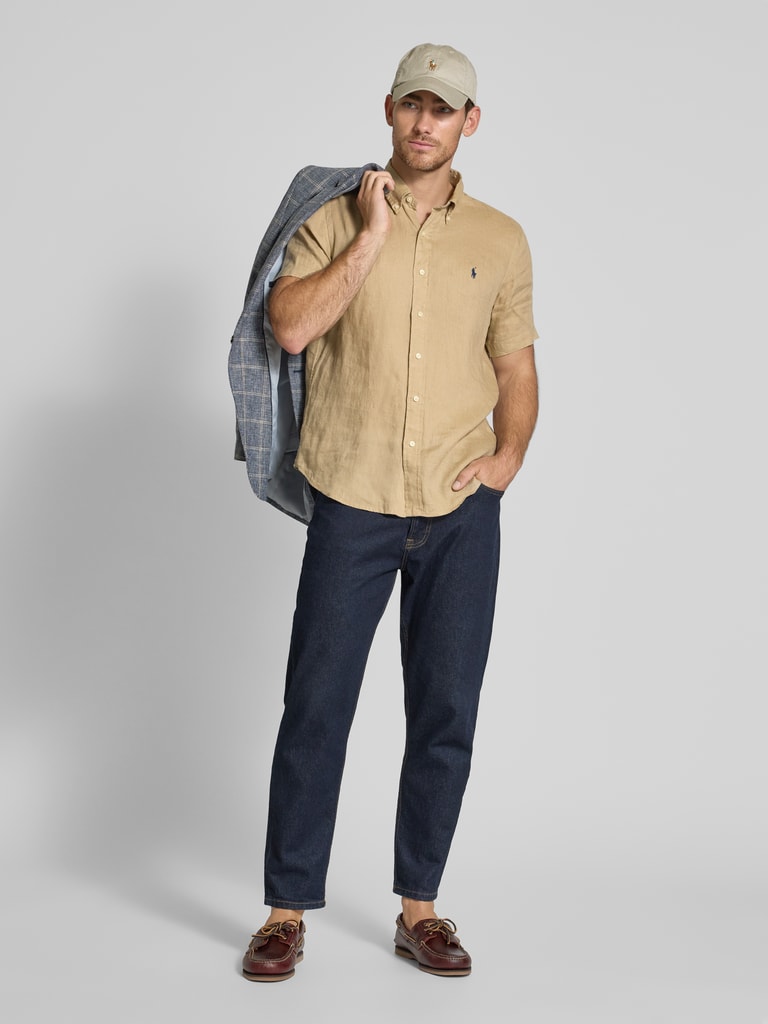 Polo Ralph Lauren Custom Fit Leinenhemd mit Button-Down-Kragen (camel ...