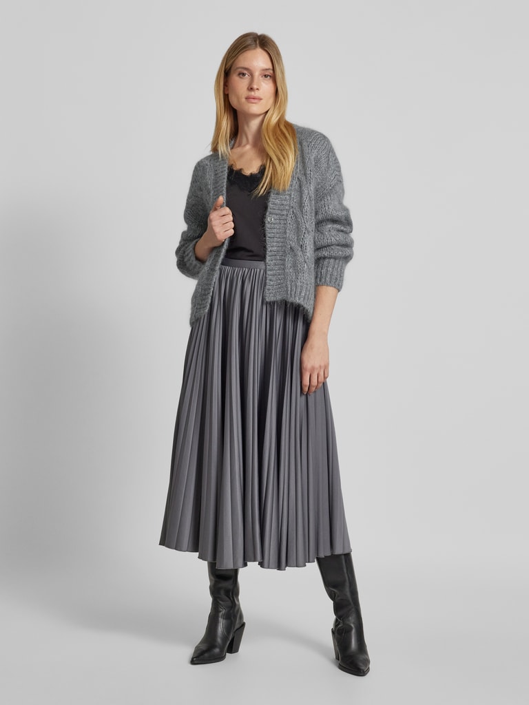 Stefanel Cardigan mit gerippten Abschlüssen (dunkelgrau) online kaufen