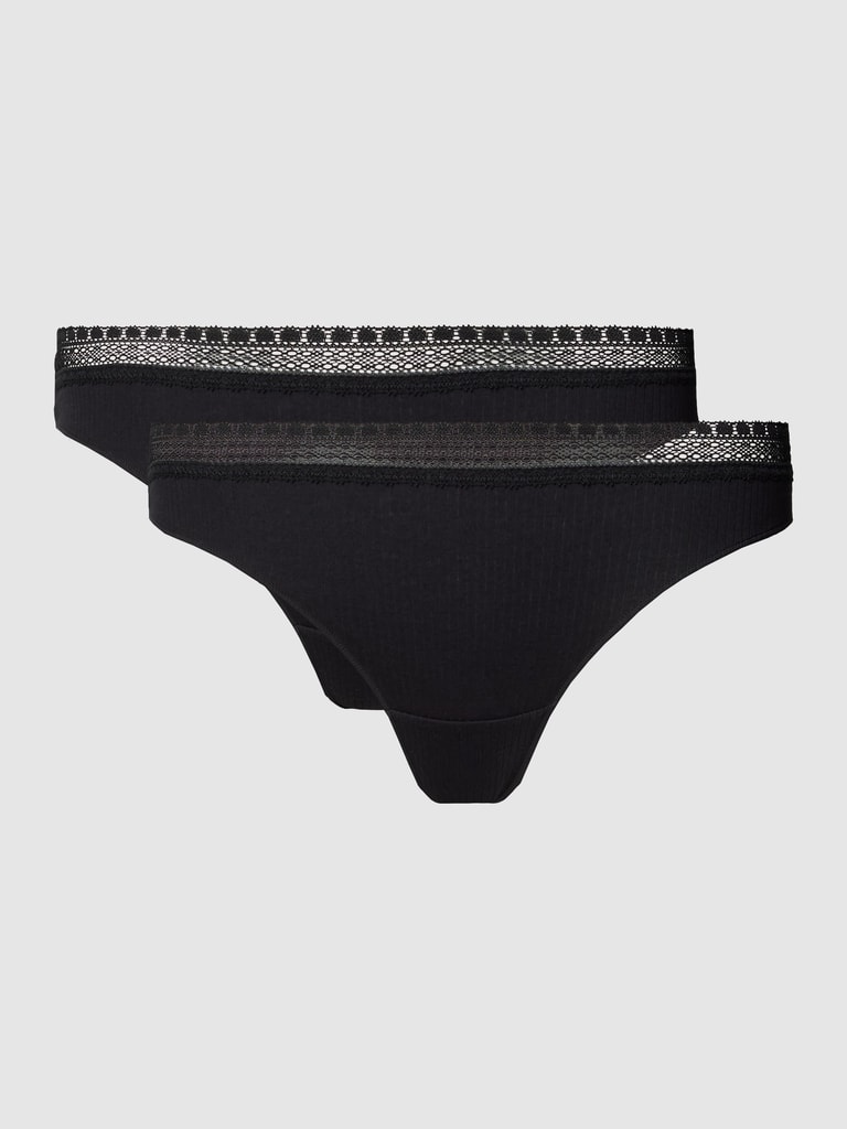 Sloggi String mit Spitzenbesatz Modell 'Go Ribbed' (black) online kaufen
