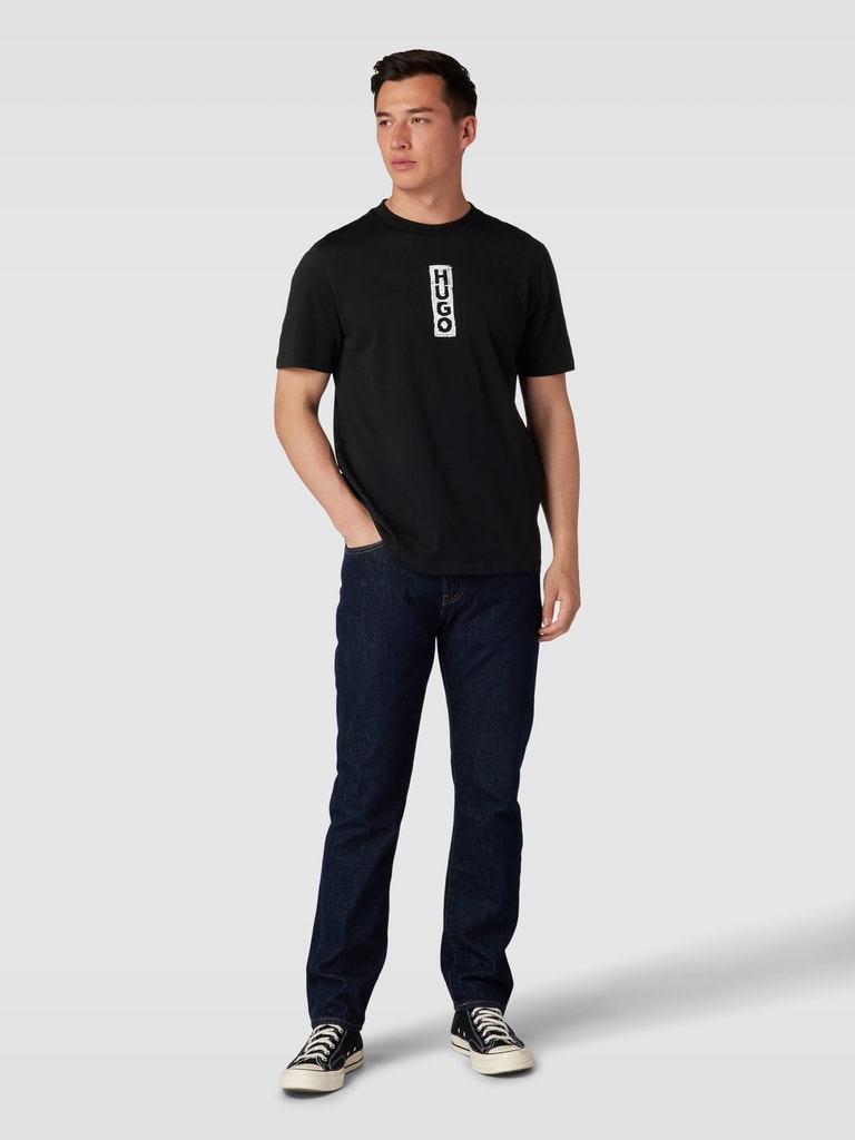HUGO T-shirt met labelprint, model 'Dalbula' in zwart online kopen | P&C