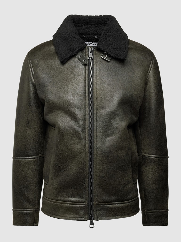Strellson Jacke in Leder-Optik Modell 'Teddy' (oliv) online kaufen