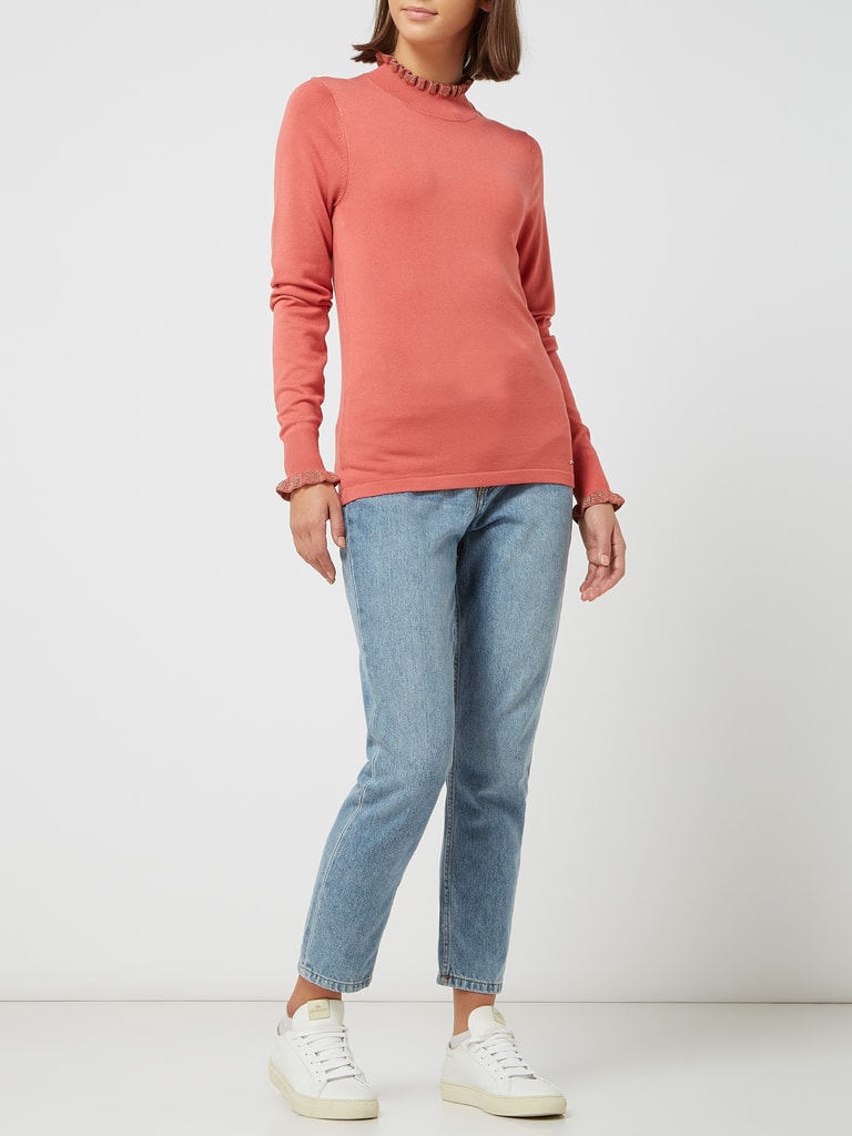 Cinque Pullover met opstaande kraag met ruches, model 'Ciricarda' in felroze online kopen | P&C