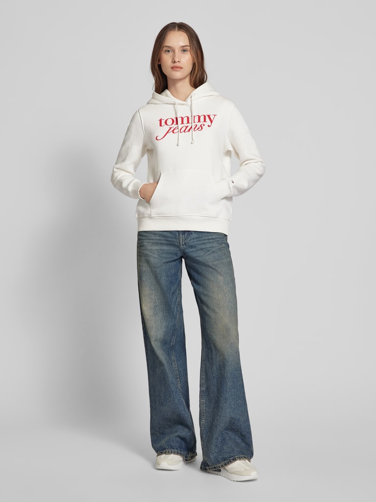 Tommy Jeans Regular fit hoodie met labelprint in offwhite online kopen ...