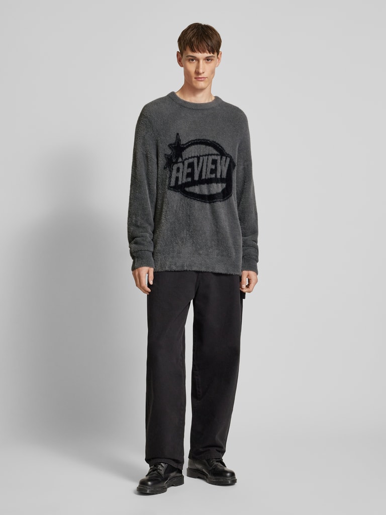 REVIEW Strickpullover in Kunstfell-Optik (dunkelgrau) online kaufen