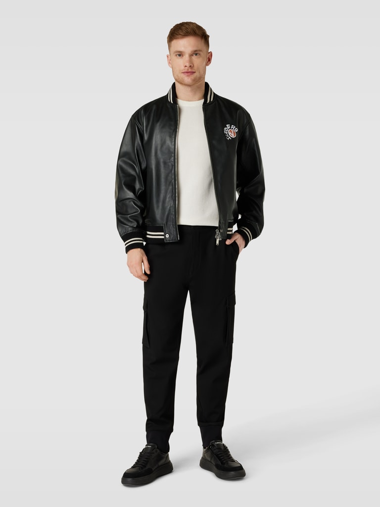 Iceberg Lederjacke mit Label-Stitching Modell 'GIUBBOTTO' (black ...