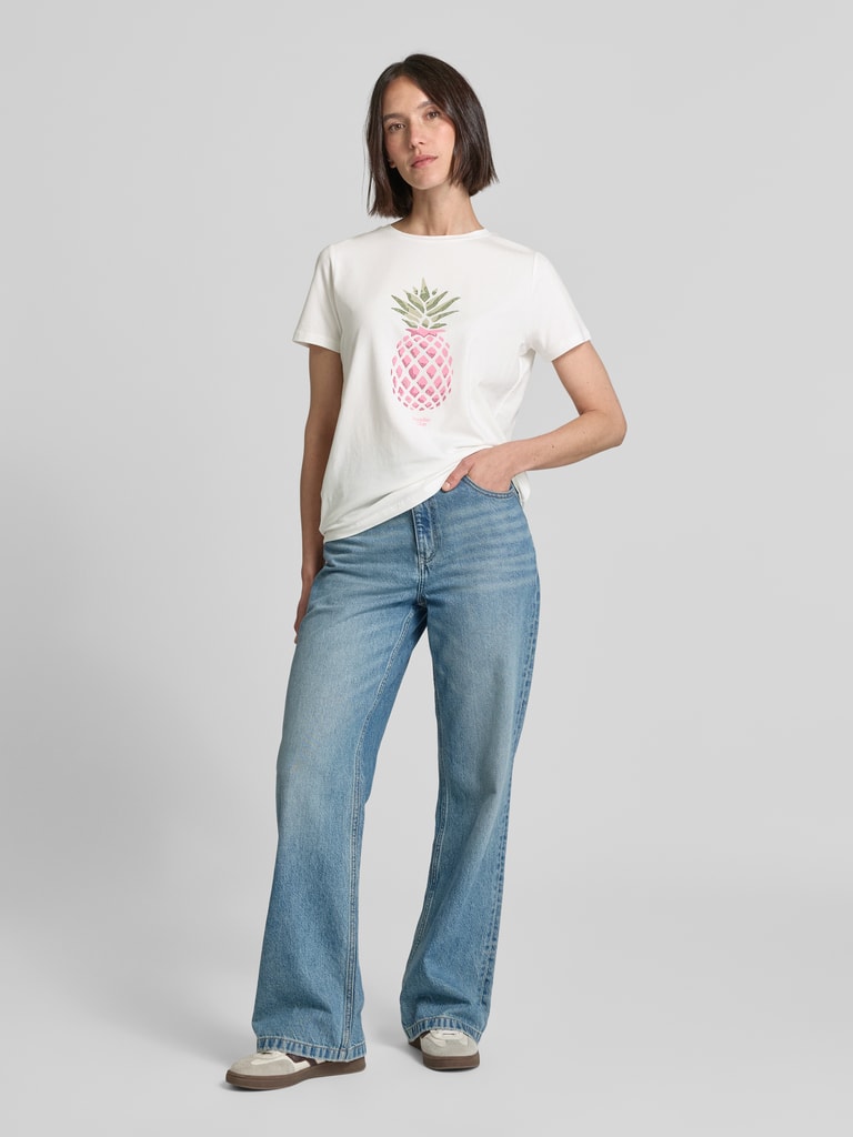 comma T-Shirt mit Label-Strasssteinbesatz (offwhite) online kaufen
